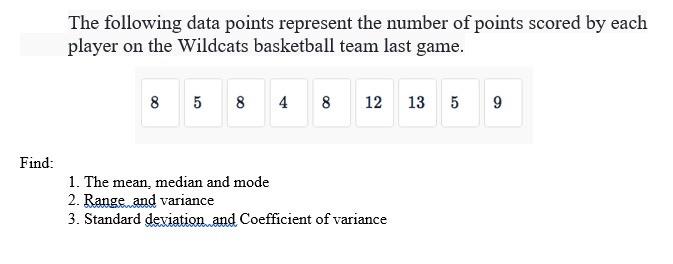 Solved The following data points represent the number of | Chegg.com