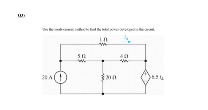 Solved Use the mesh-current method to find the total power | Chegg.com