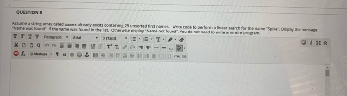 Solved Questions Assume A String Array Called Names Already 8995