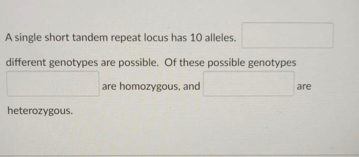 Solved A single short tandem repeat locus has 10 alleles. | Chegg.com