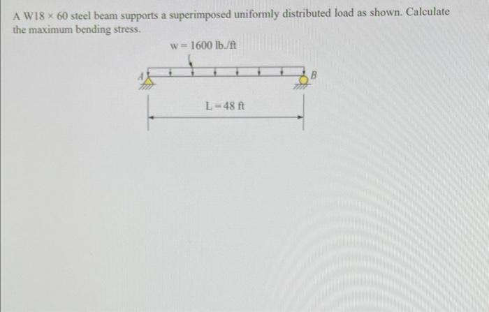 Solved A W18 ×60 steel beam supports a superimposed | Chegg.com