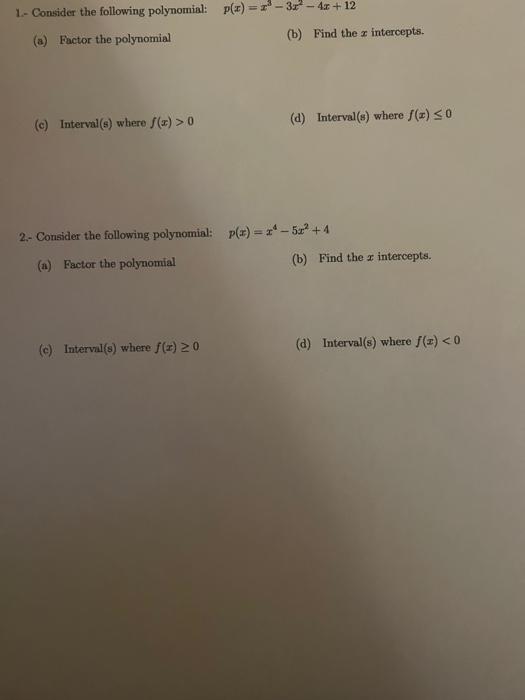 Solved 1. - Consider the following polynomial: | Chegg.com