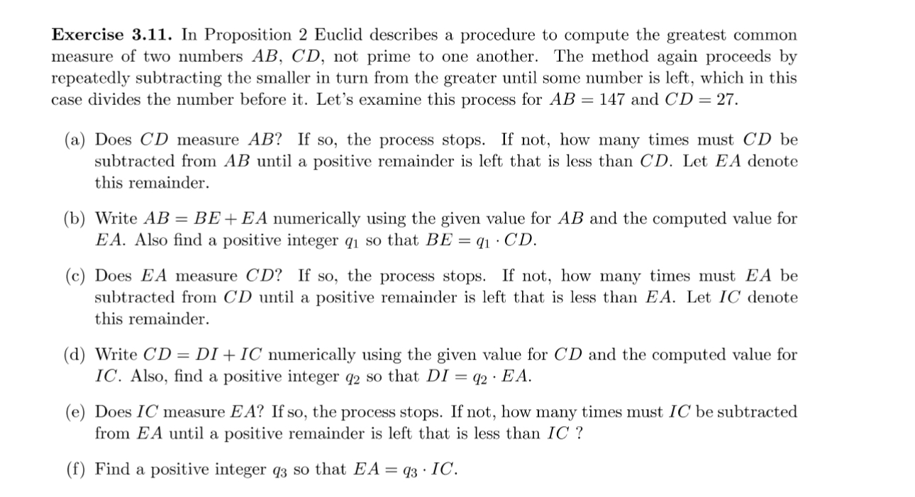 Solved Exercise 3.11. ﻿In Proposition 2 ﻿Euclid describes a | Chegg.com