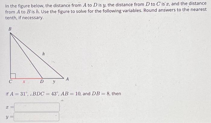 Solved In the figure below, the distance from A to D is y, | Chegg.com