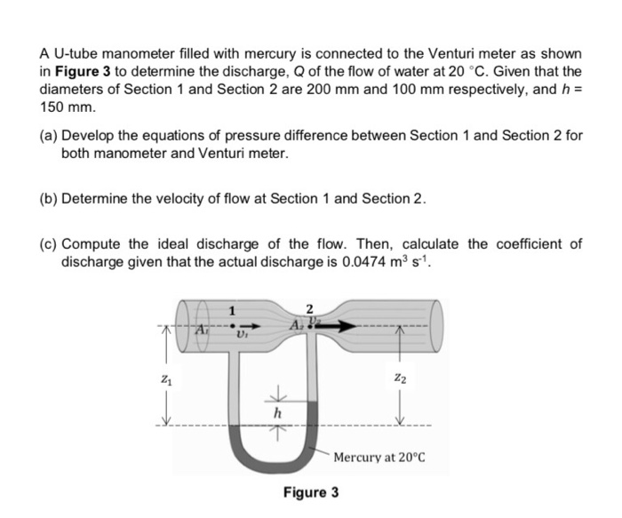 Solved A U-tube manometer filled with mercury is connected | Chegg.com