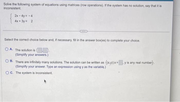 Solved Solve the following system of equations using | Chegg.com
