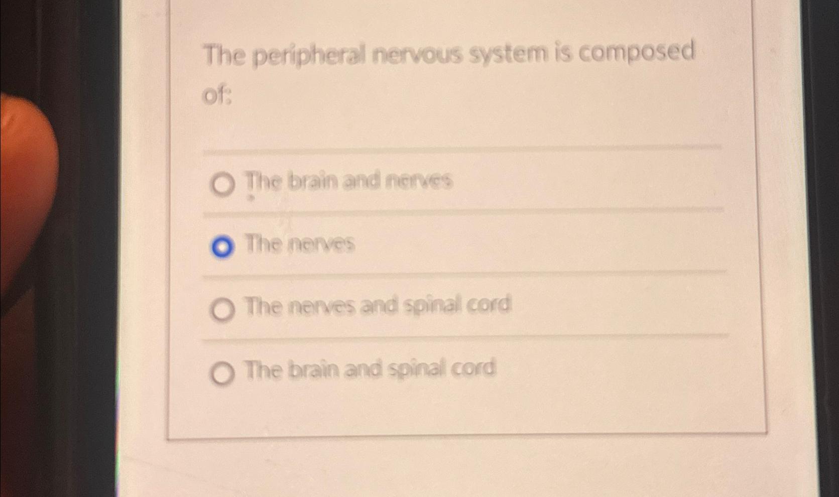 Solved The peripheral nervous system is composed of:The | Chegg.com