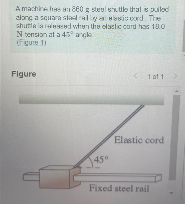 Solved A machine has an 860 g steel shuttle that is pulled | Chegg.com