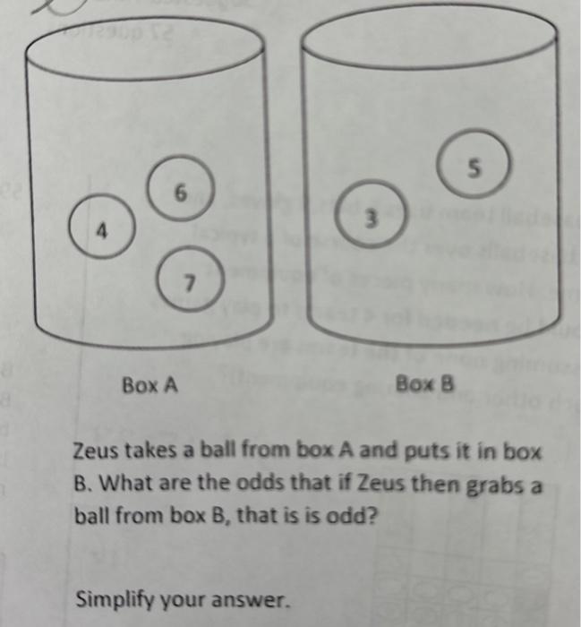 Solved Zeus takes a ball from box A and puts it in box B. | Chegg.com