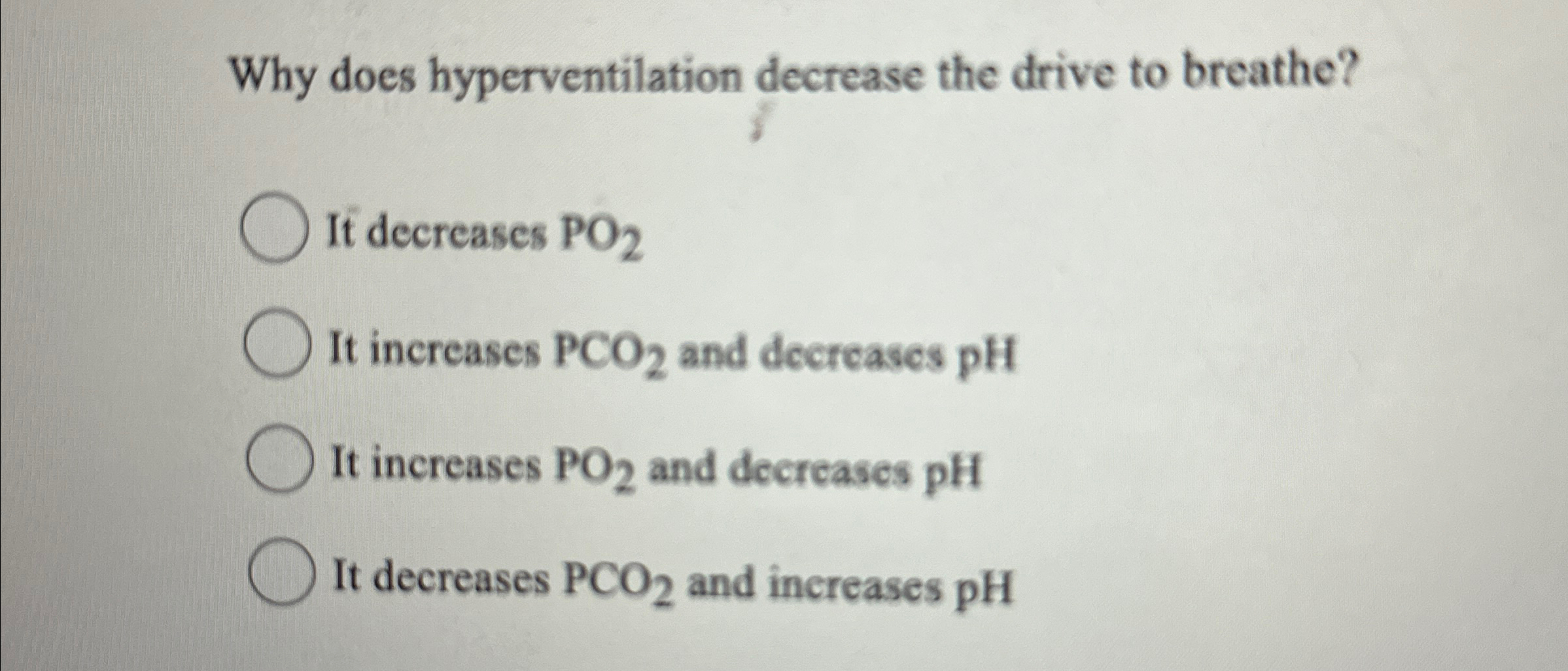 Solved Why does hyperventilation decrease the drive to | Chegg.com