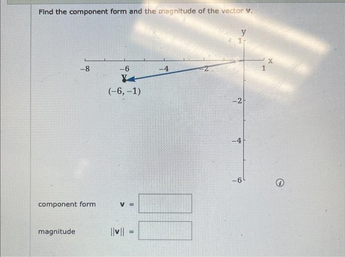 Solved Find the component form and the magnitude of the | Chegg.com
