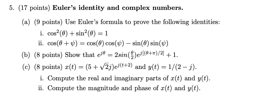 Solved (17 ﻿points) ﻿Euler's identity and complex | Chegg.com