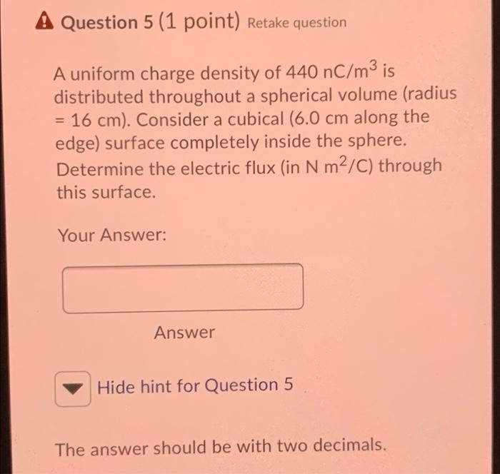 Solved A Question 5 (1 point) Retake question A uniform | Chegg.com