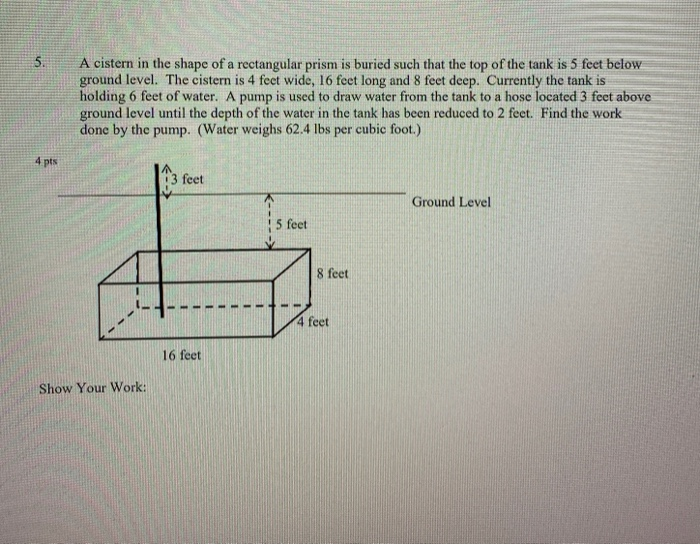 Solved 5. A cistern in the shape of a rectangular prism is | Chegg.com