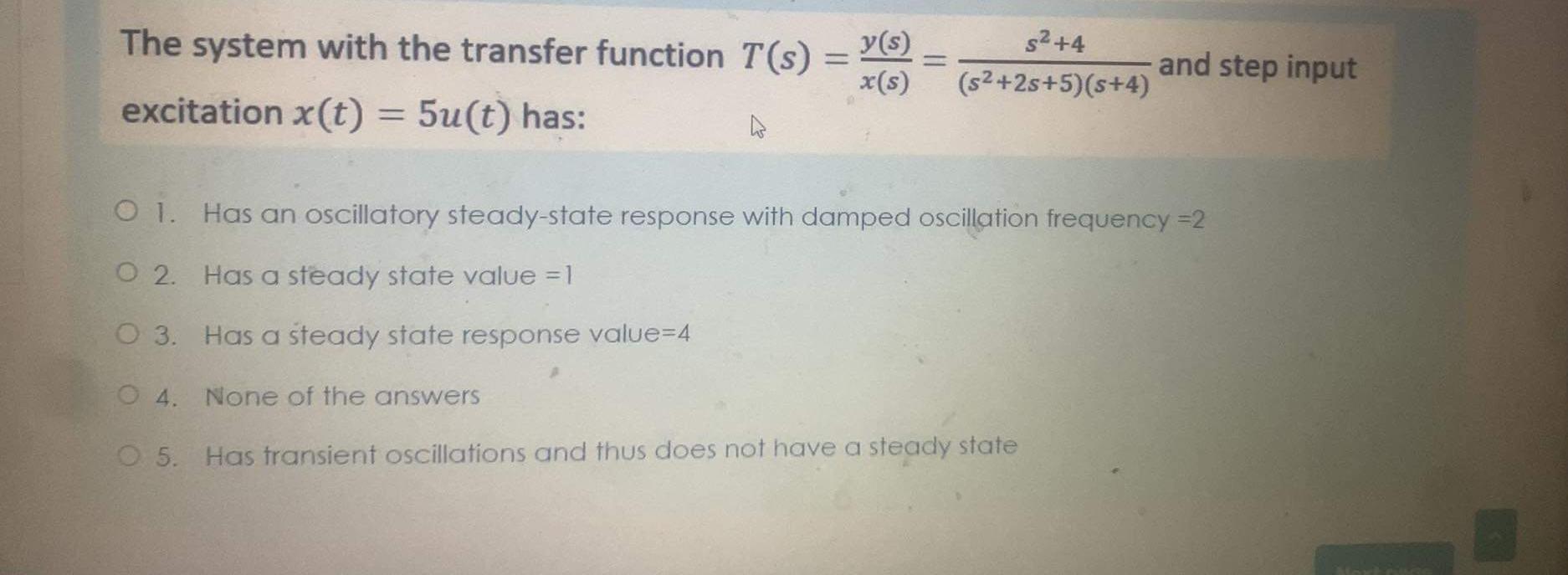 Solved The system with the transfer function | Chegg.com