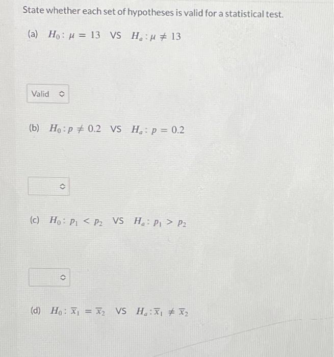 Solved State whether each set of (a) Ho: = 13 VS H₁ # 13 | Chegg.com