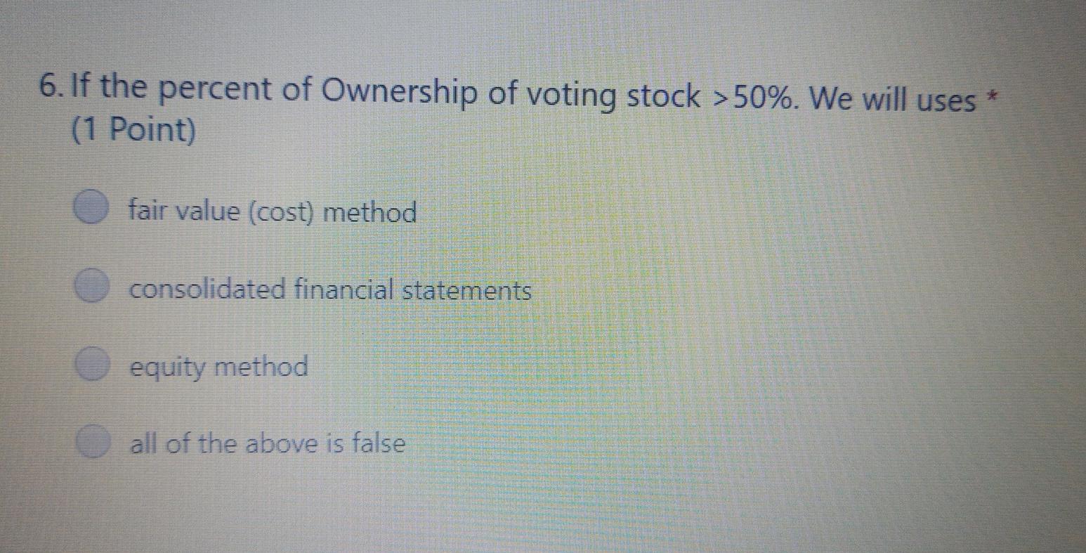 Solved 6. If the percent of Ownership of voting stock >50%. | Chegg.com