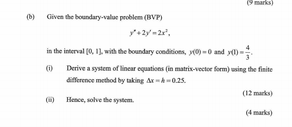 Solved (9 ﻿marks)(b) ﻿Given the boundary-value problem | Chegg.com