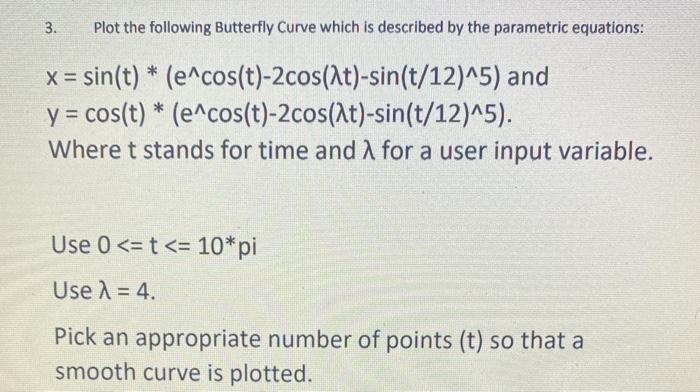 Solved 3. Plot the following Butterfly Curve which is | Chegg.com