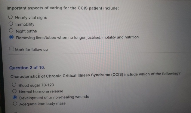 Solved Important aspects of caring for the CCIS patient | Chegg.com