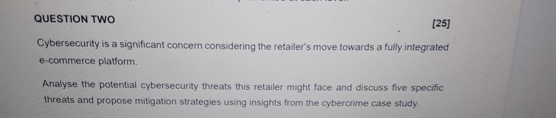 Solved QUESTION TWO[25]Cybersecurity is a significant | Chegg.com