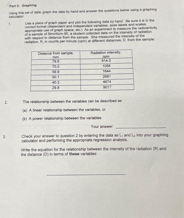 Solved Part II: Graphing Using this set of data, graph the | Chegg.com