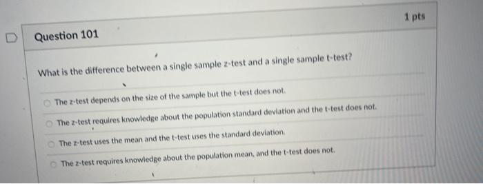 Solved What Is The Difference Between A Single Sample Z Test 9815