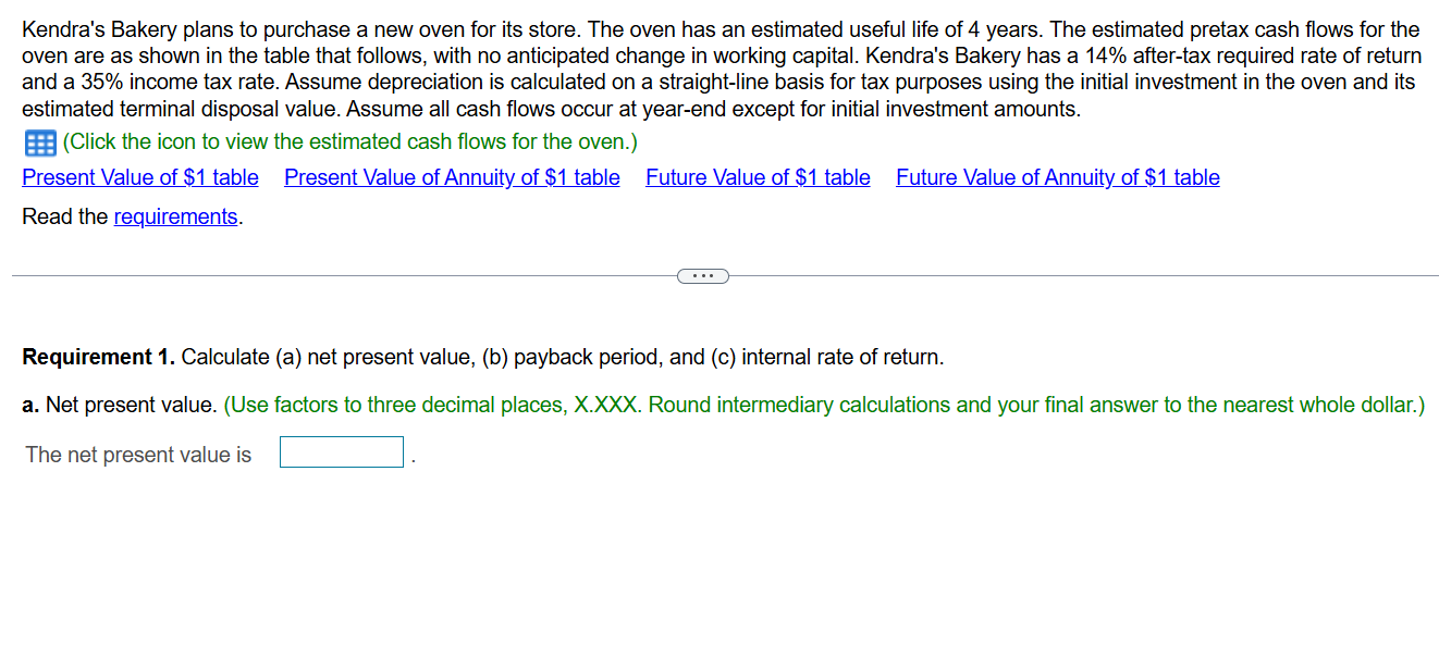 1. ﻿Calculate (a) ﻿net present ﻿value, (b) | Chegg.com