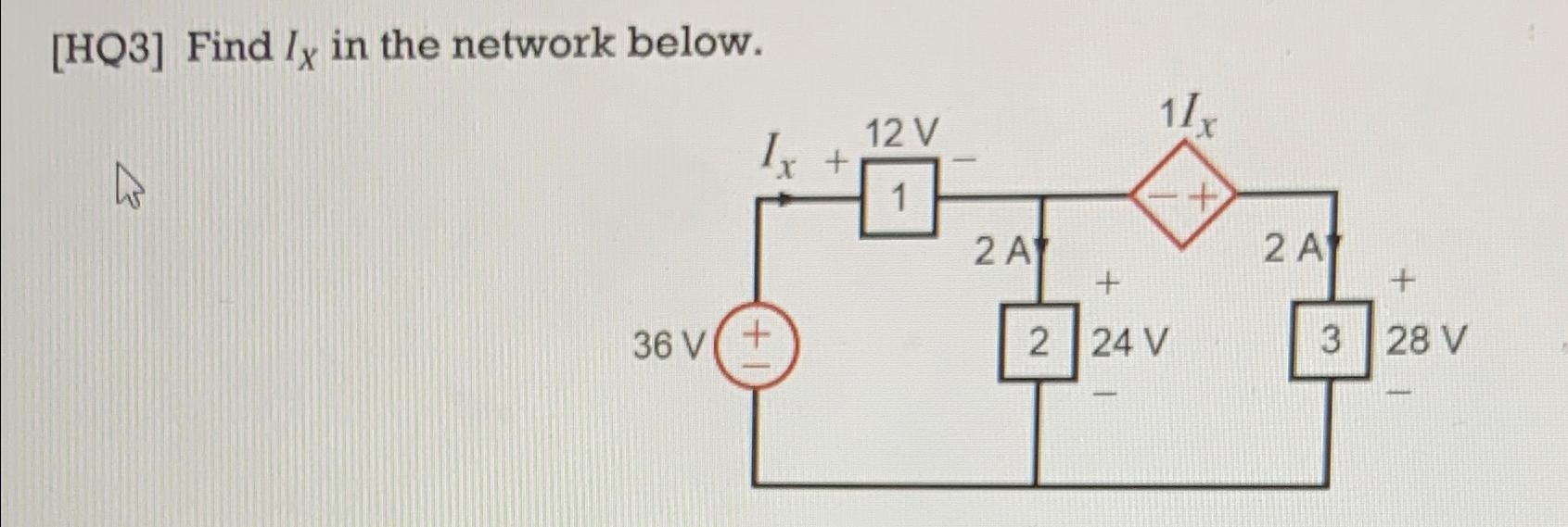 Solved [HQ3] ﻿Find Ix ﻿in the network below. | Chegg.com