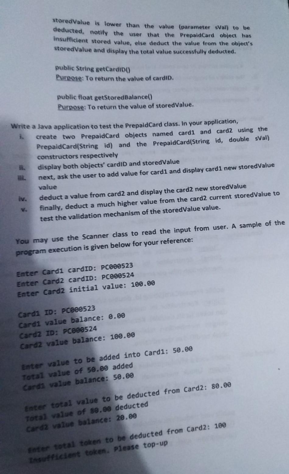 Solved Write a complete Java class definition named Prepaid | Chegg.com