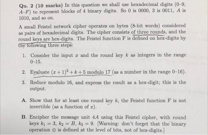 Solved Qu. 2 (10 marks) In this question we shall use | Chegg.com