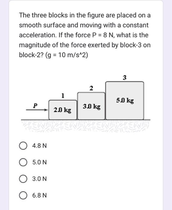 Solved The three blocks in the figure are placed on a smooth | Chegg.com