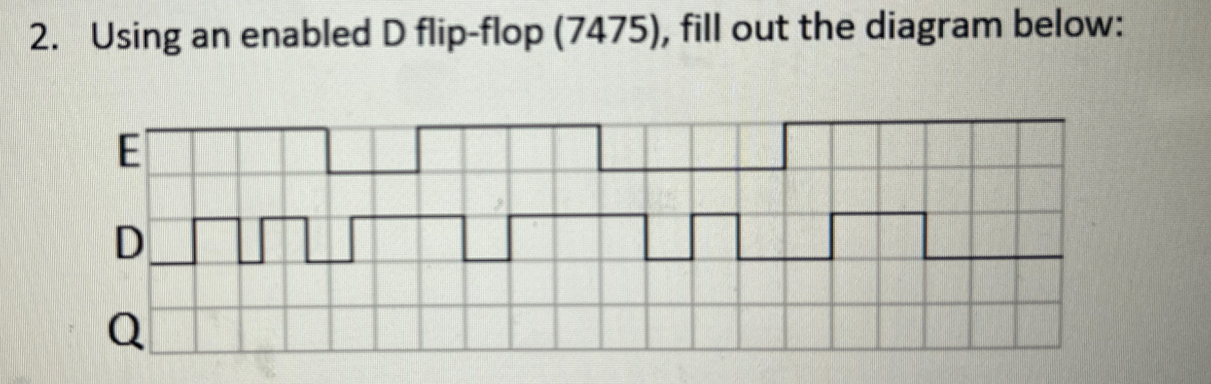 Solved Using an enabled D flip-flop (7475), ﻿fill out the | Chegg.com