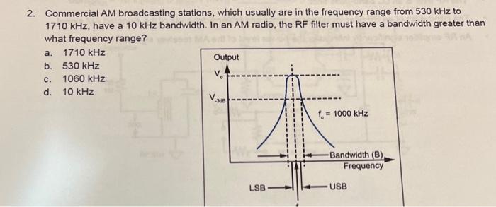 Solved 2. Commercial AM broadcasting stations, which usually | Chegg.com