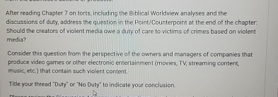 Solved After reading Chapter 7 ﻿on torts, including the | Chegg.com