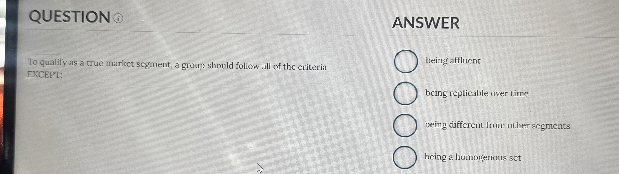 Solved QUESTION (i)ANSWERTo qualify as a true market | Chegg.com