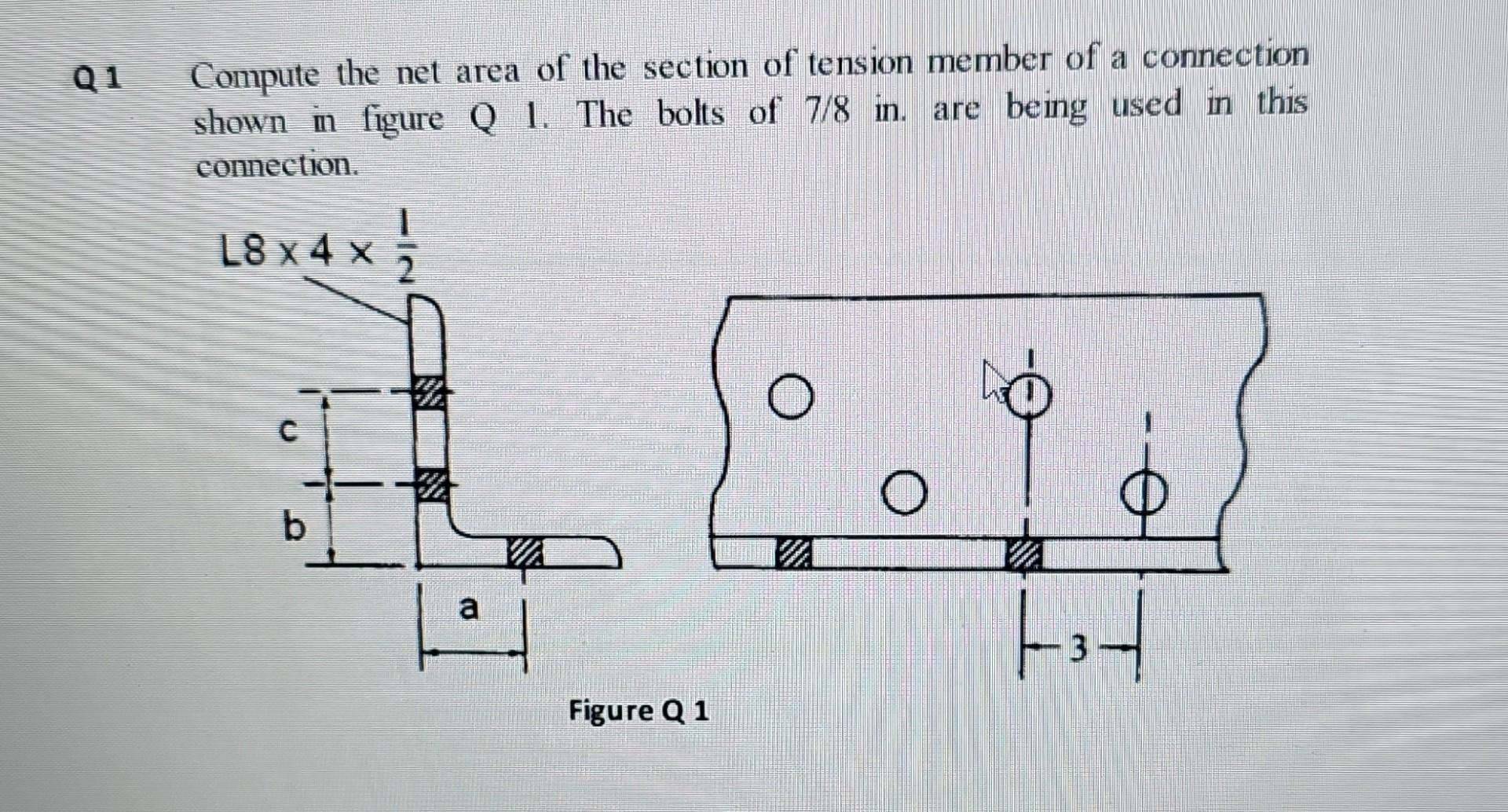 1 Compute the net area of the section of tension | Chegg.com