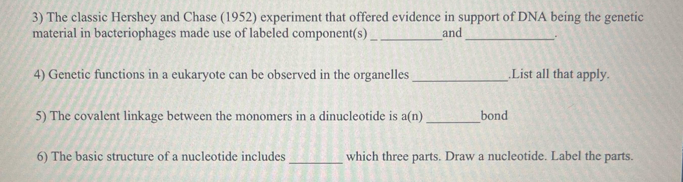 Solved The classic Hershey and Chase (1952) ﻿experiment that | Chegg.com