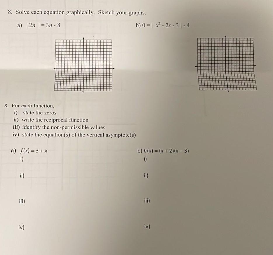 8. Solve each equation graphically. Sketch your | Chegg.com