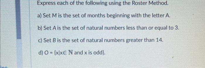 Solved Express each of the following using the Roster | Chegg.com