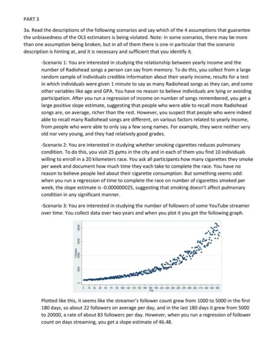 Solved PART 3 3a. Read the descriptions of the following | Chegg.com