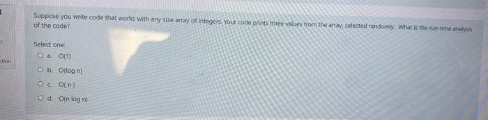 Solved Suppose you write code that works with any size array | Chegg.com