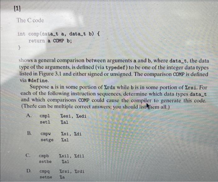 Solved return a comp b; \} shows a general comparison | Chegg.com