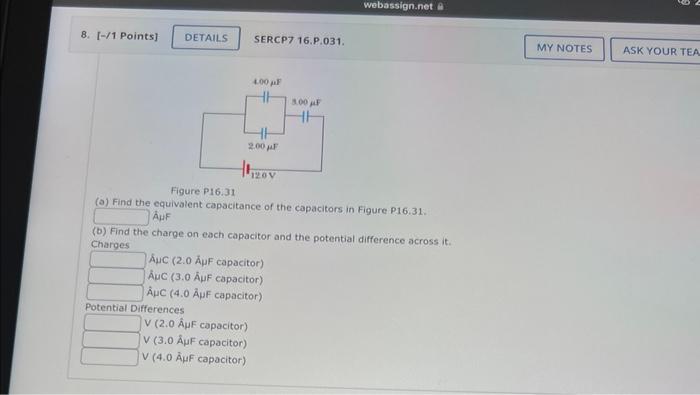 Solved Figure P16.31 (a) Find the equivalent capacitance of | Chegg.com