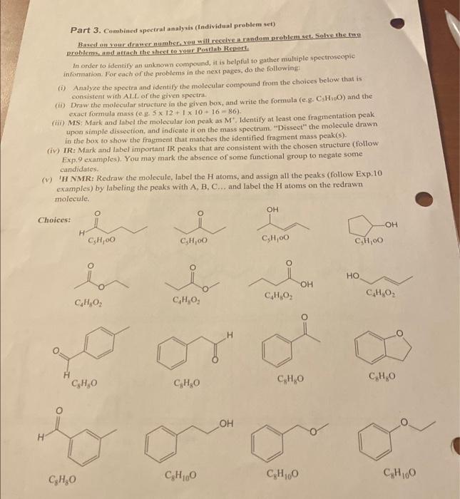 Solved Part 3. Combined spectral analysis (Individual | Chegg.com