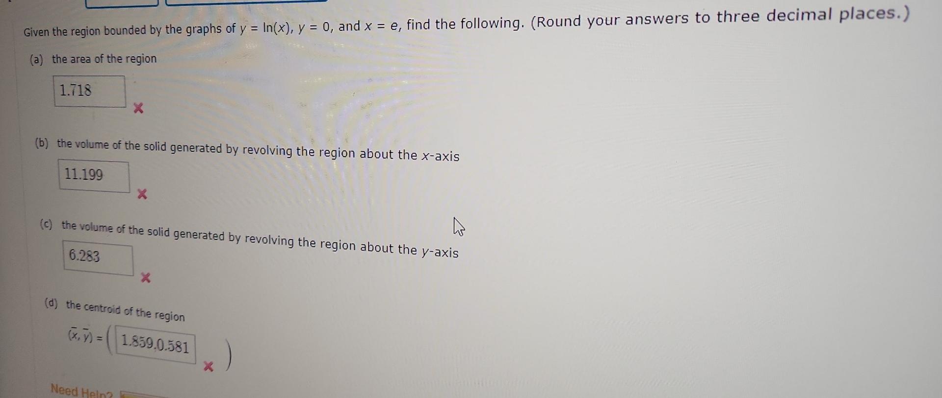 Solved Given the region bounded by the graphs of | Chegg.com