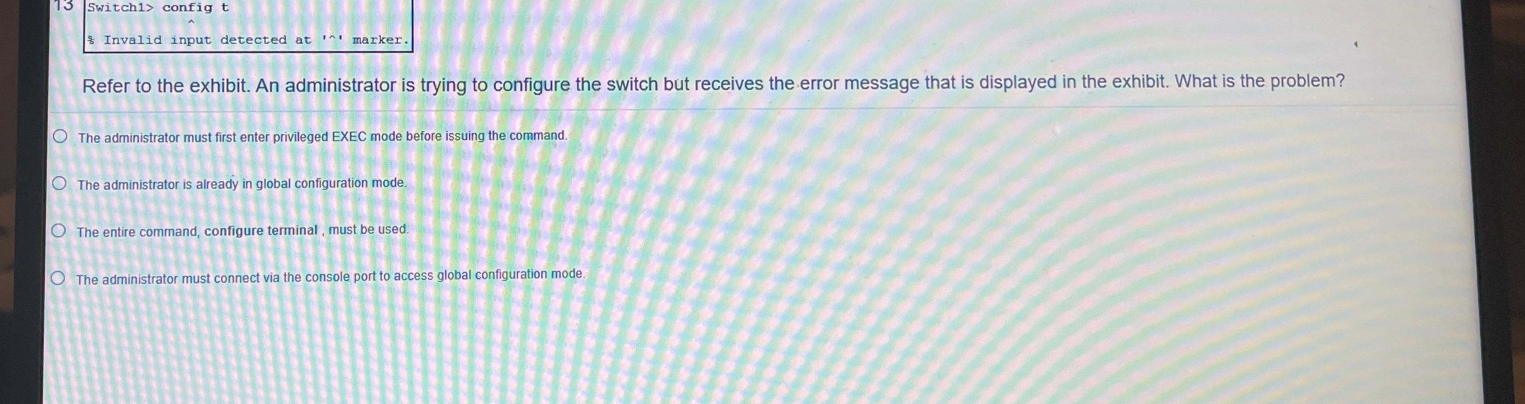 Solved Switch1 ﻿config T옹 ﻿invalid Input Detected At N