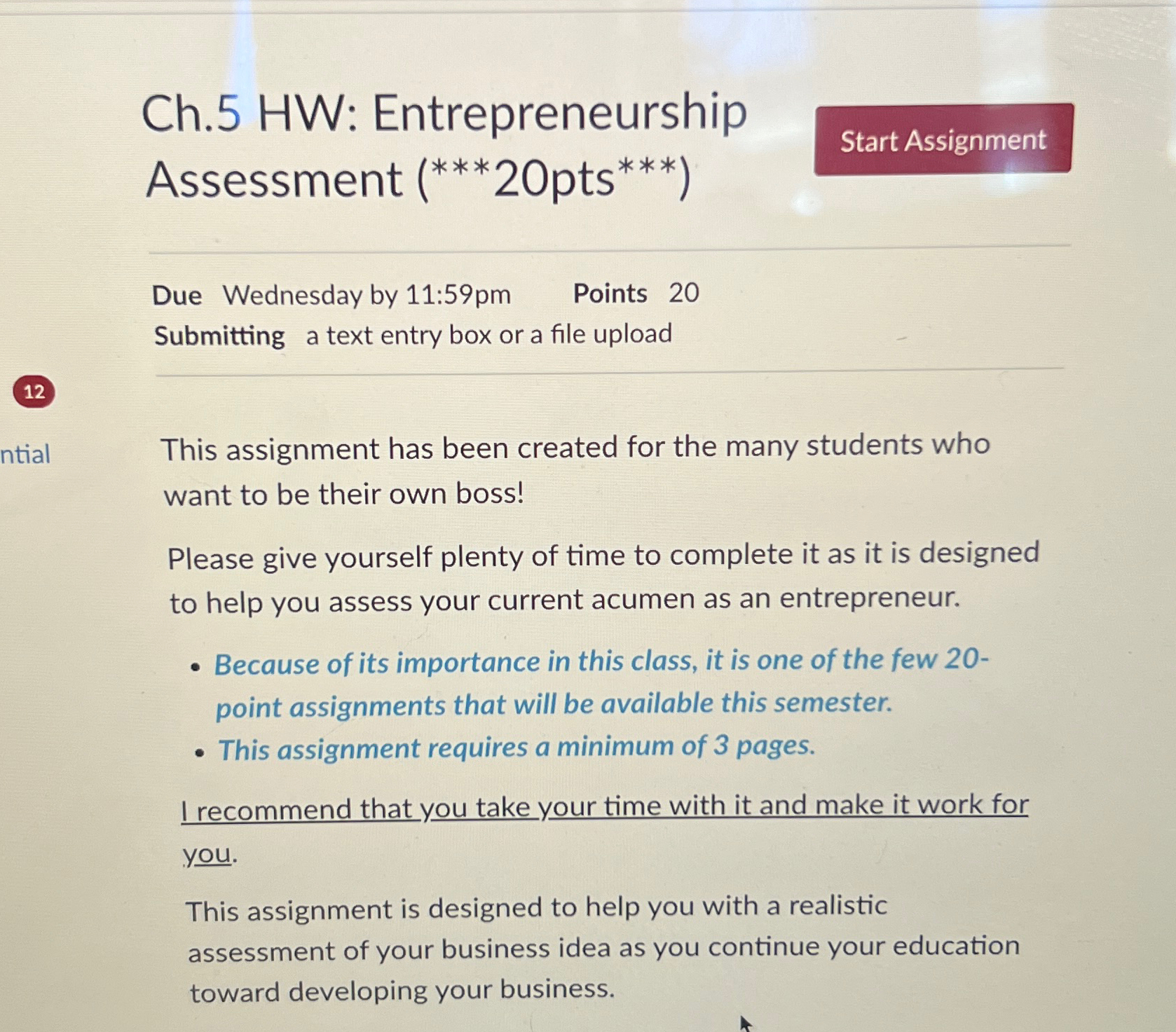 Solved Ch. 5 ﻿HW: Entrepreneurship Assessment (*)Due | Chegg.com