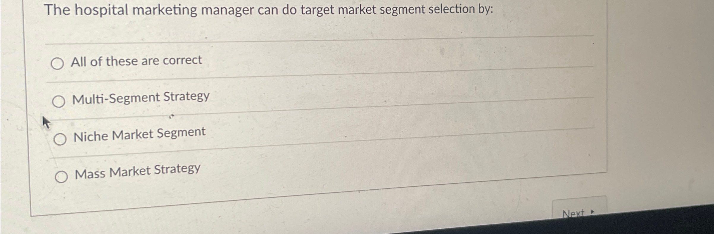 Solved The hospital marketing manager can do target market | Chegg.com