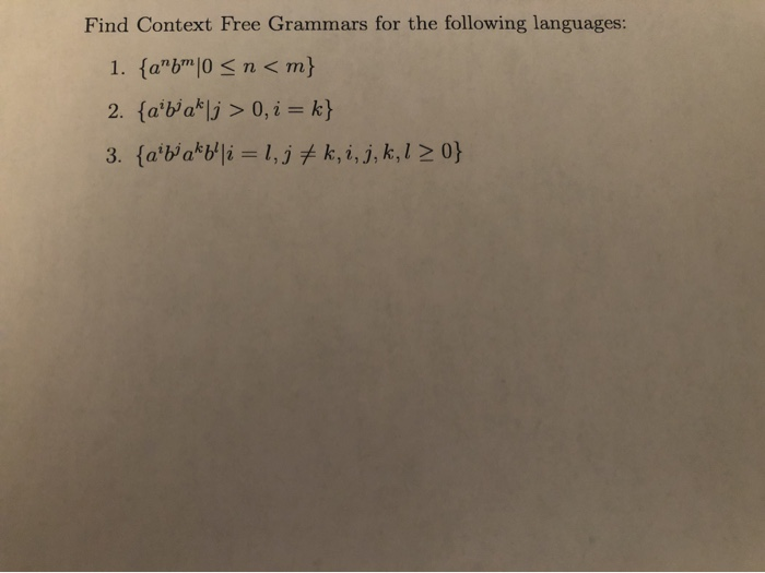 Solved Find Context Free Grammars for the following | Chegg.com